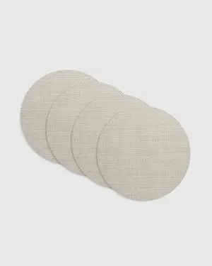 Quince Chilewich Basketweave Easy-care Round Placemat, Set Of 4 - Khaki