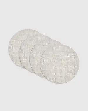 Quince Chilewich Basketweave Easy-care Round Placemat, Set Of 4 - Natural