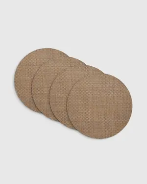 Quince Chilewich Basketweave Easy-care Round Placemat, Set Of 4 - Teak