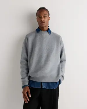 Quince Everyday Fleece Crewneck Pullover - Medium Heather Grey