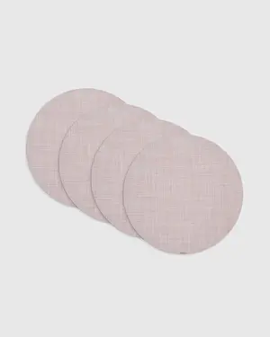 Quince Chilewich Mini Basketweave Easy-care Round Placemat, Set Of 4 - Blush