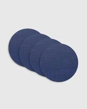 Quince Chilewich Mini Basketweave Easy-care Round Placemat, Set Of 4 - Indigo