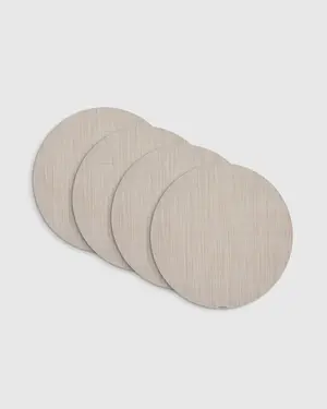 Quince Chilewich Mini Basketweave Easy-care Round Placemat, Set Of 4 - Parchment