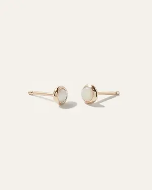 Quince 14k Gold Mini Opal Cabochon Studs - Yellow Gold