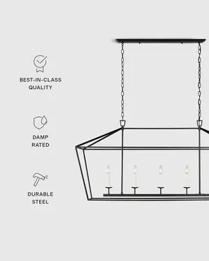 Quince Traditional Steel Linear Lantern Chandelier