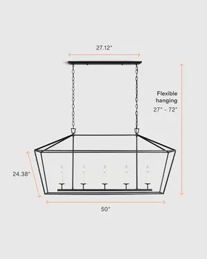 Quince Traditional Steel Linear Lantern Chandelier