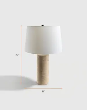 Quince Travertine Table Lamp With Drum Shade