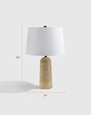 Quince Travertine Table Lamp With Drum Shade