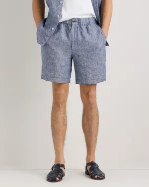 Quince 7" European Linen Shorts - Chambray Blue