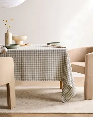 Quince European Linen Gingham Tablecloth - Willowleaf