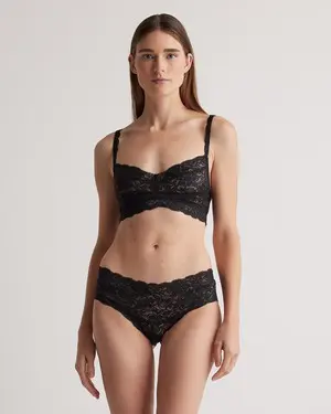 Quince Stretch Lace Sweetheart Bralette - Black/clay