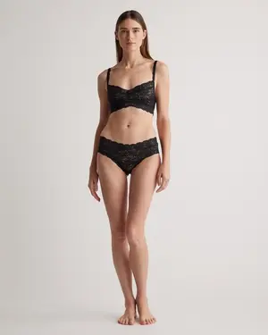 Quince Stretch Lace Sweetheart Bralette - Black/clay