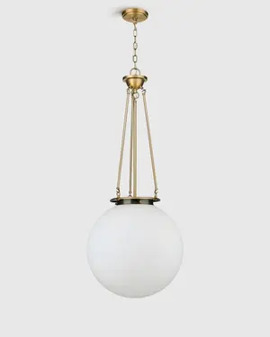 Quince Antiqued Steel And Glass Globe Pendant Light - Brass