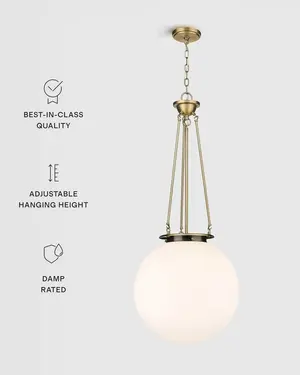 Quince Antiqued Steel And Glass Globe Pendant Light