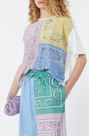 Max Mara Bandana Print Stretch Cotton & Silk Top