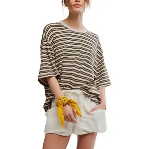 Free People Allover Stripe Cotton T-shirt - Tea Combo