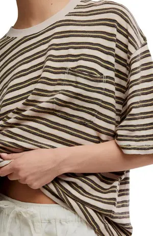 Free People Allover Stripe Cotton T-shirt - Tea Combo
