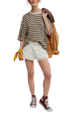 Free People Allover Stripe Cotton T-shirt - Tea Combo