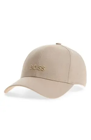 BOSS Embroidered Logo Baseball Cap Open Beige