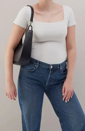 Hobo Small Cass Leather Shoulder Bag - Black