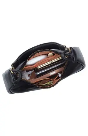 Hobo Small Cass Leather Shoulder Bag - Black