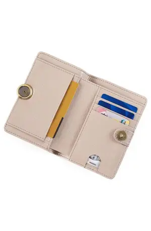 Hobo Small Hutton Leather Bifold Wallet - Stone Gloss