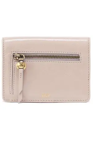 Hobo Small Hutton Leather Bifold Wallet - Stone Gloss