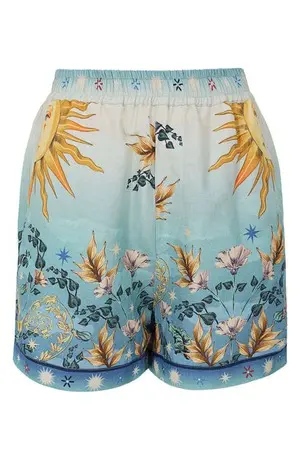 Agua Bendita Watts Solstice Print Cover-up Shorts - Blue