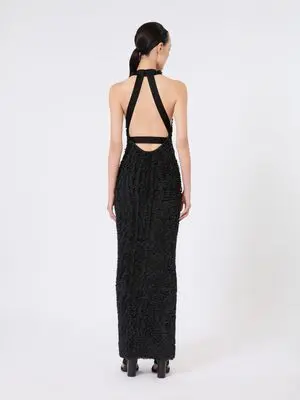 Max Mara Viscose Yarn Maxi Dress With Ruffle Details