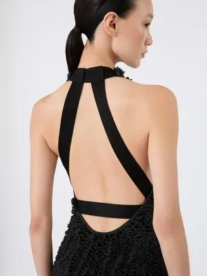 Max Mara Viscose Yarn Maxi Dress With Ruffle Details