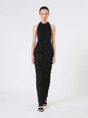 Max Mara Viscose Yarn Maxi Dress With Ruffle Details