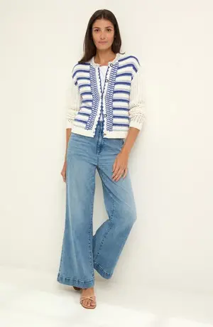 NIC+ZOE Painted Porcelain Striped Cardigan
