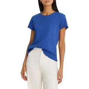 NIC+ZOE Cotton Lace T-shirt - Neptune