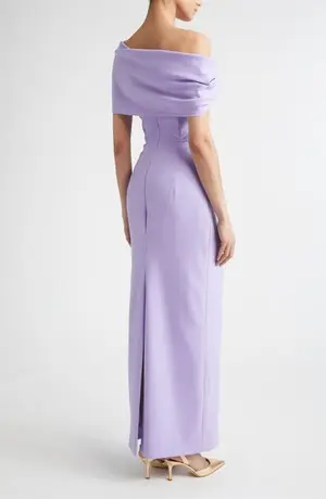 Carolina Herrera Sofia Draped Off-the-shoulder Column Gown - Violeta