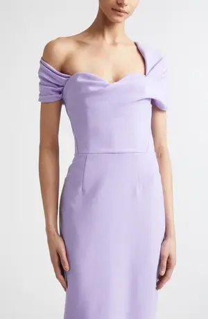 Carolina Herrera Sofia Draped Off-the-shoulder Column Gown - Violeta