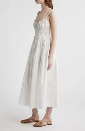 DÔEN Organic Cotton Poplin Tiered Sundress - Salt