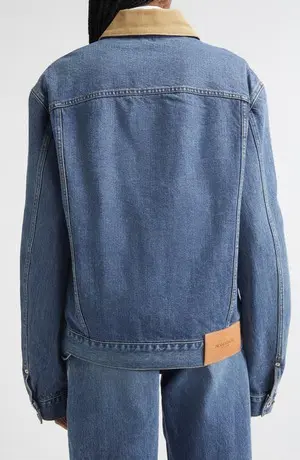JW Anderson Corduroy Collar Denim Trucker Jacket - Mid Blue