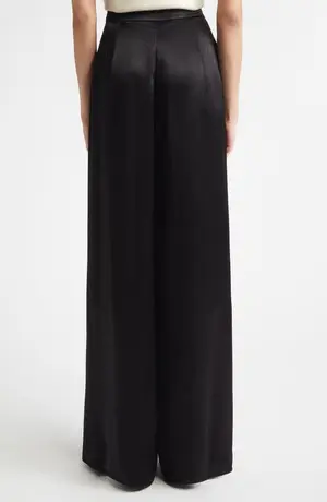 St. John Maddie Hammered Satin Wide Leg Pants
