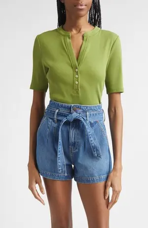 Veronica Beard Reubian Henley T-shirt - Cactus
