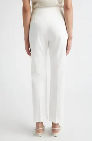 Max Mara Okra Crop Stretch Cotton Straight Leg Pants - Silk