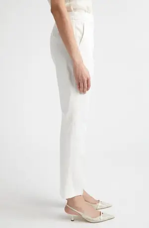 Max Mara Okra Crop Stretch Cotton Straight Leg Pants - Silk