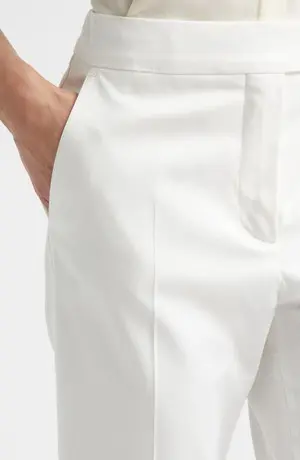 Max Mara Okra Crop Stretch Cotton Straight Leg Pants - Silk