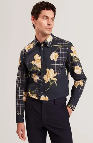 Ted Baker London Quorik Floral Print Button-up Shirt