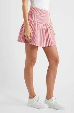 Vineyard Vines Flare Seersucker Miniskirt - Lighthouse Red