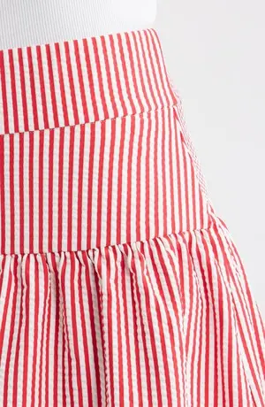 Vineyard Vines Flare Seersucker Miniskirt - Lighthouse Red