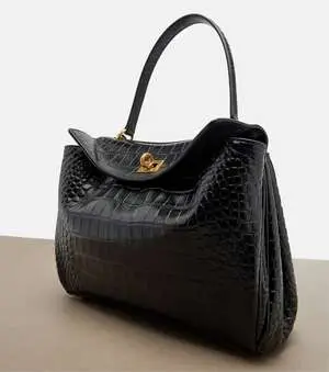 Balenciaga Rodeo Small Croc-effect Leather Tote Bag - Black