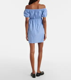 Miu Miu Checked Cotton Poplin Minidress - Blue