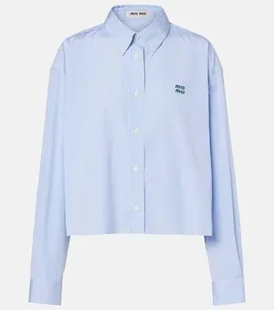 Miu Miu Pinstripe Cropped Cotton Poplin Shirt