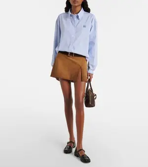 Miu Miu Pinstripe Cropped Cotton Poplin Shirt
