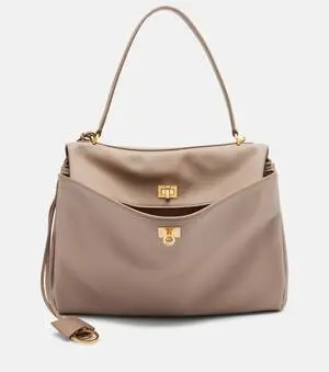 Balenciaga Rodeo Medium Leather Tote Bag - Beige